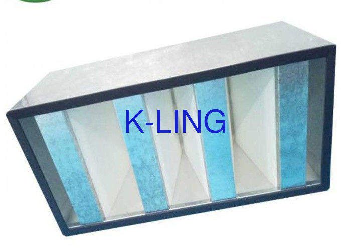 Galvanized Frame Mini Pleat HEPA Filter / V Bank HEPA Filter For Clean Room